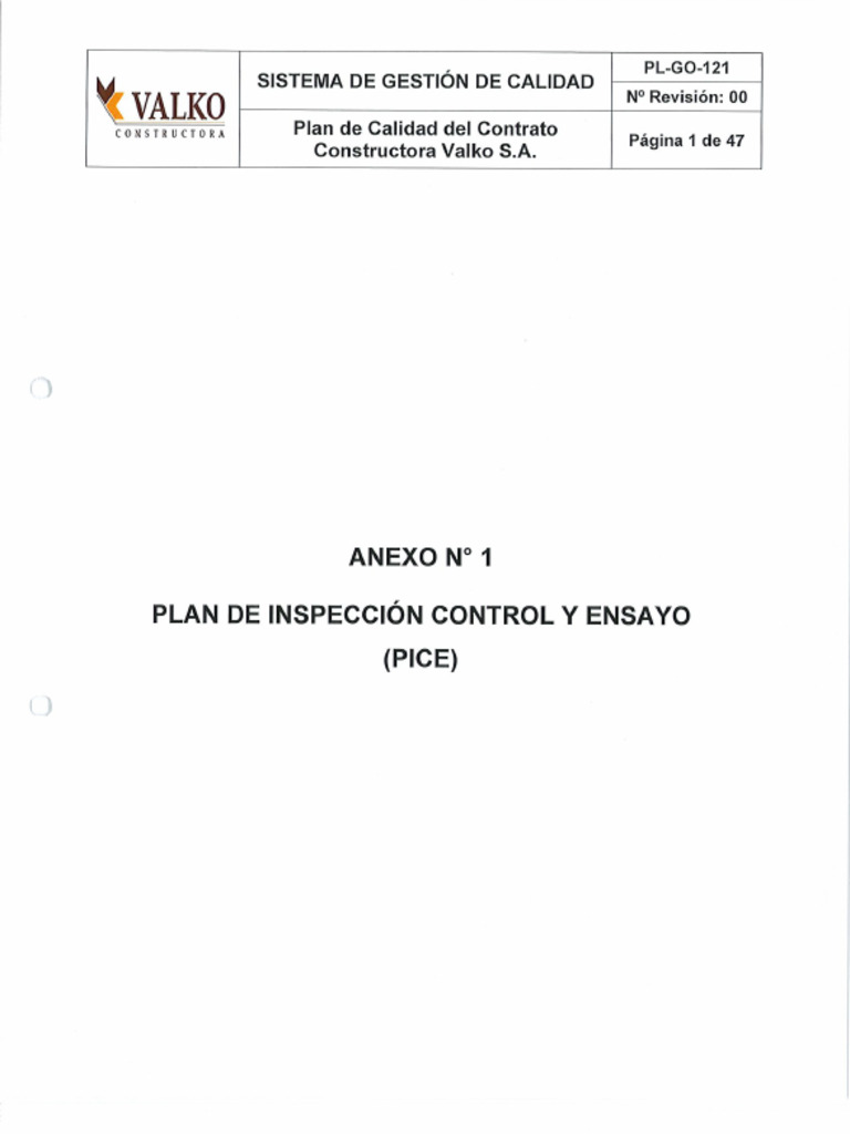 Plan de Inspección Control y Ensayo | PDF