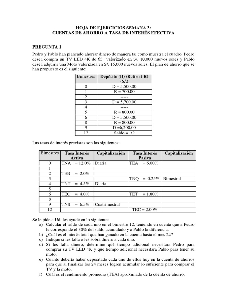 Hoja de Ejercicios 3 | PDF | Bancos | Economias