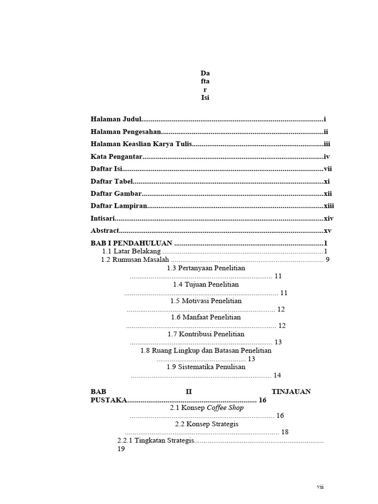 Daftar Isi Tesis | PDF | Bisnis