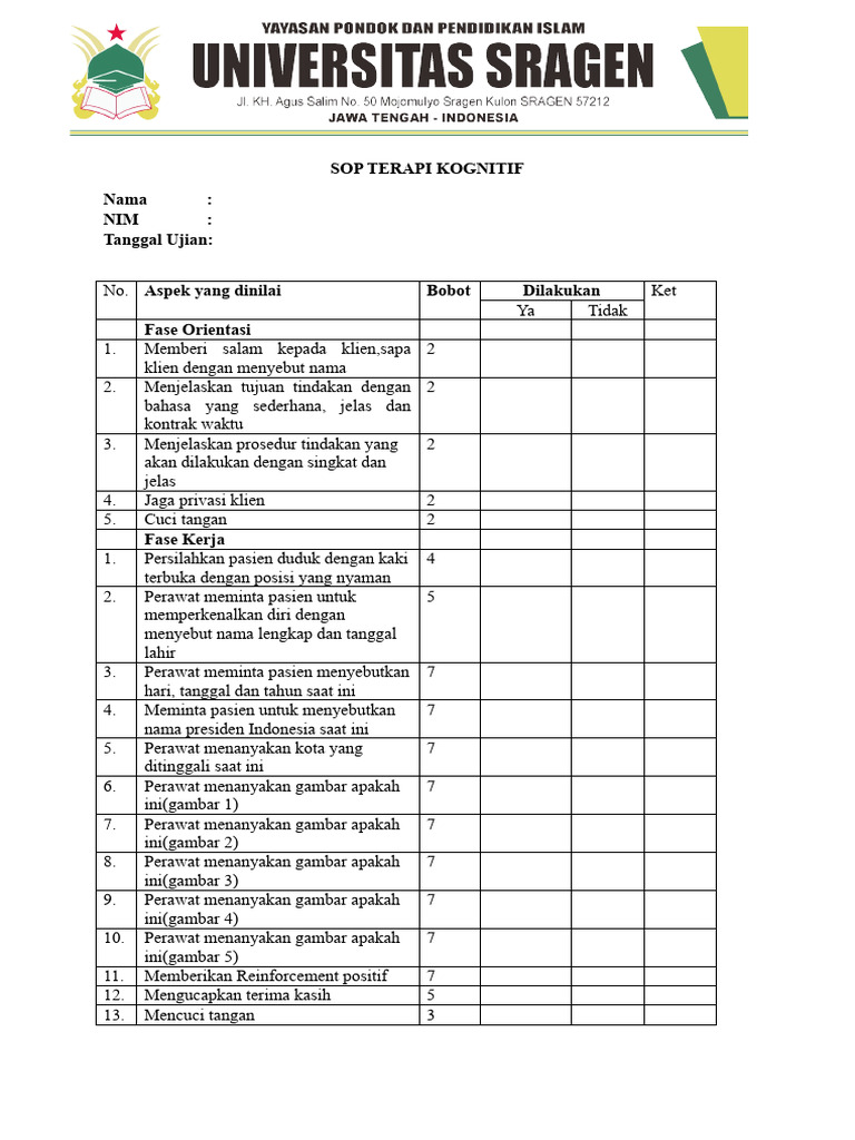 SOP Terapi Kognitif untuk Lansia | PDF | Karier & Perkembangan