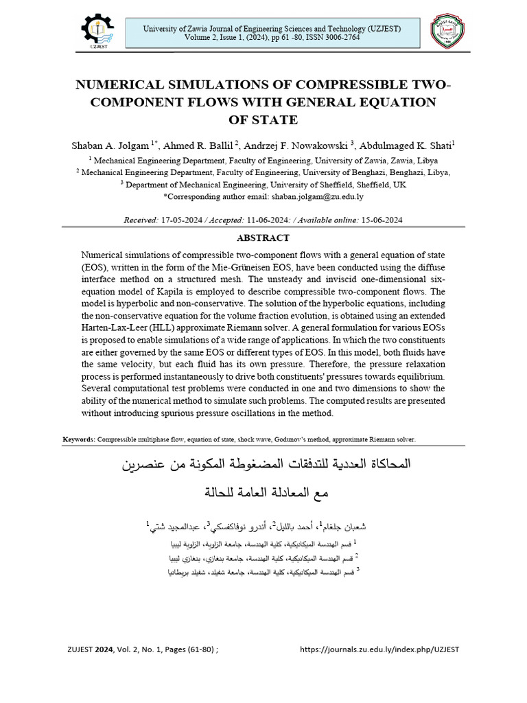 17 - Numerical Simulations of Compressible Two-Component Flows With General Equation of State ...