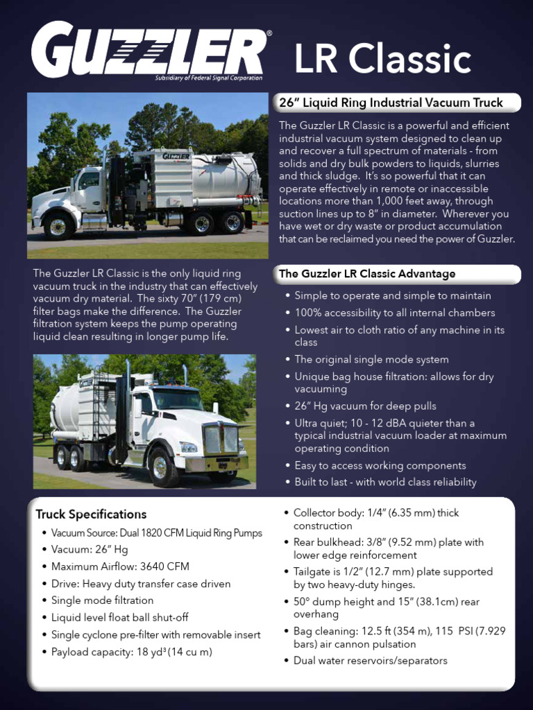 Guzzler CL Sellsheet WEB | PDF | Pump | Vacuum