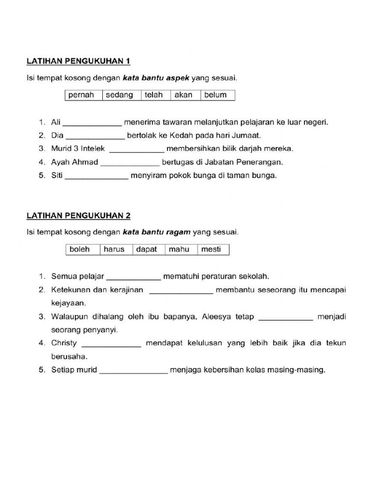 bm kata bantu dan imbuhan awalan dan akhiran | PDF