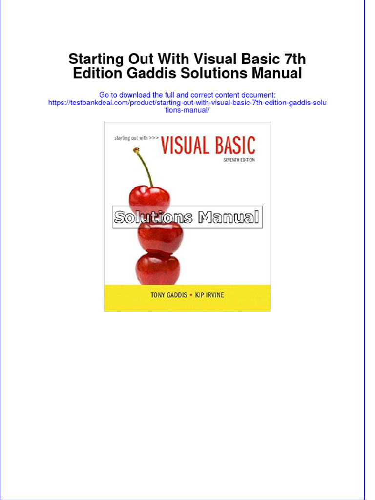 Starting Out With Visual Basic 7th Edition Gaddis Solutions Manual ...