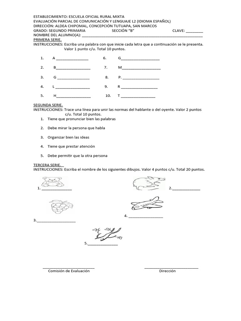 Exámenes para Segundo Grado de Primaria | PDF | Instrumentos musicales
