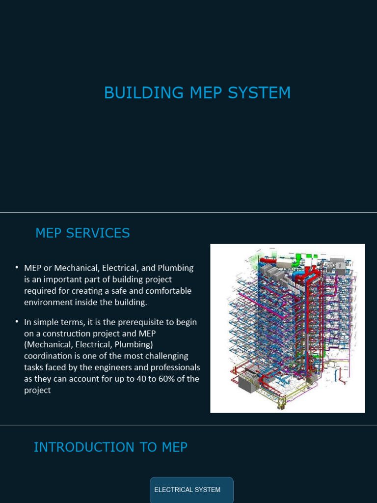 INTRO TO CONSTRUCTION MEP-presentation | PDF | Plumbing | Civil Engineering