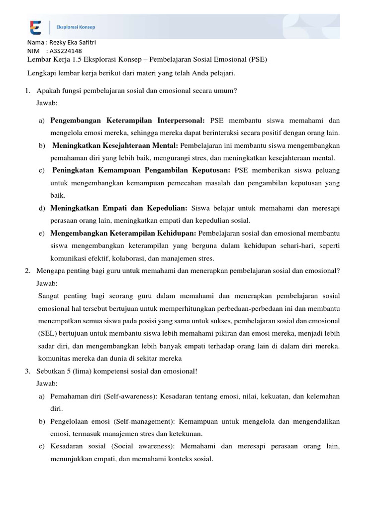 Lembar Kerja 1.5.Ekplorasi konsep PSE | PDF