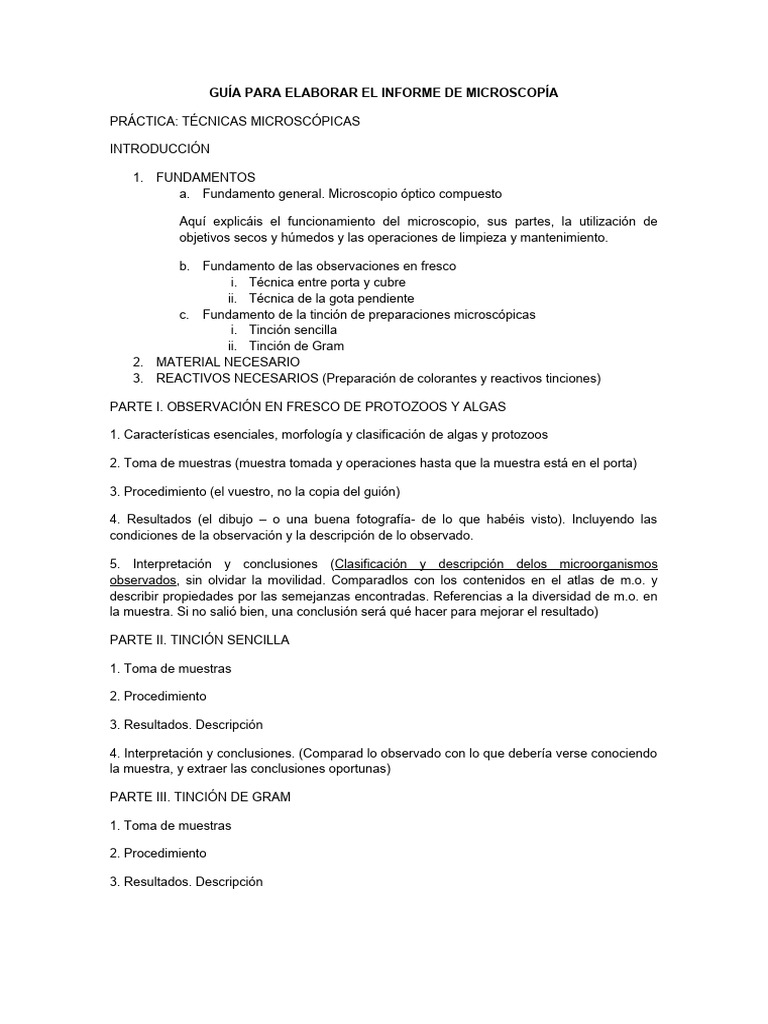Informe de Micros | PDF | Tinción | Microscopio
