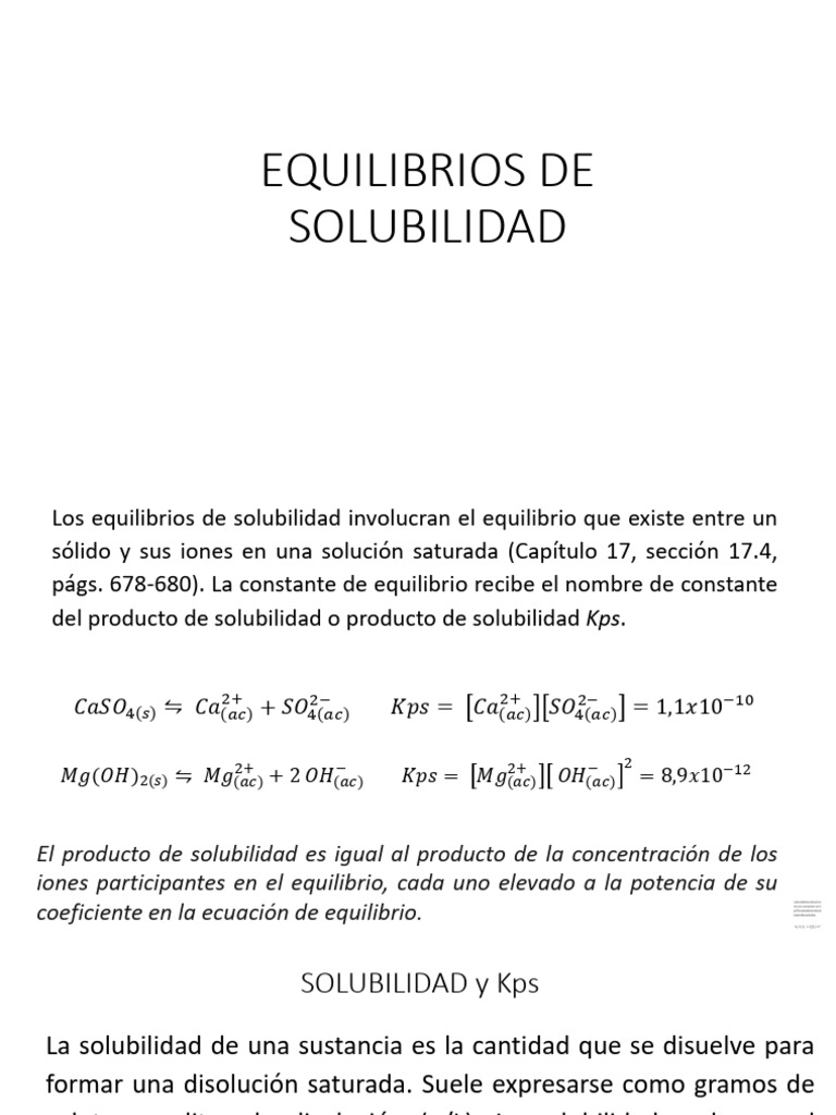 Equilibrios de Solubilidad | PDF | Solubilidad | Sal (química)