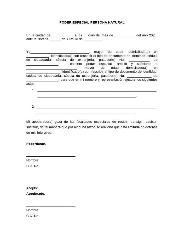 Formato_poder_especial_persona_natural | PDF
