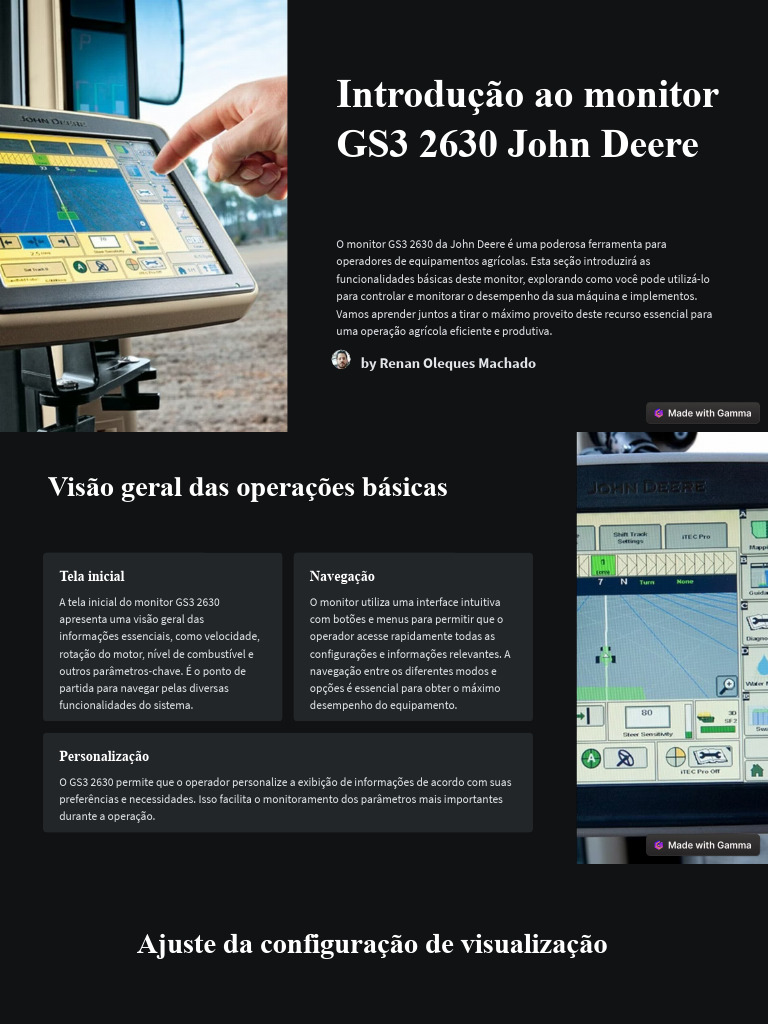 Introdução ao Monitor GS3 2630 John Deere | PDF | Motores | Tempo