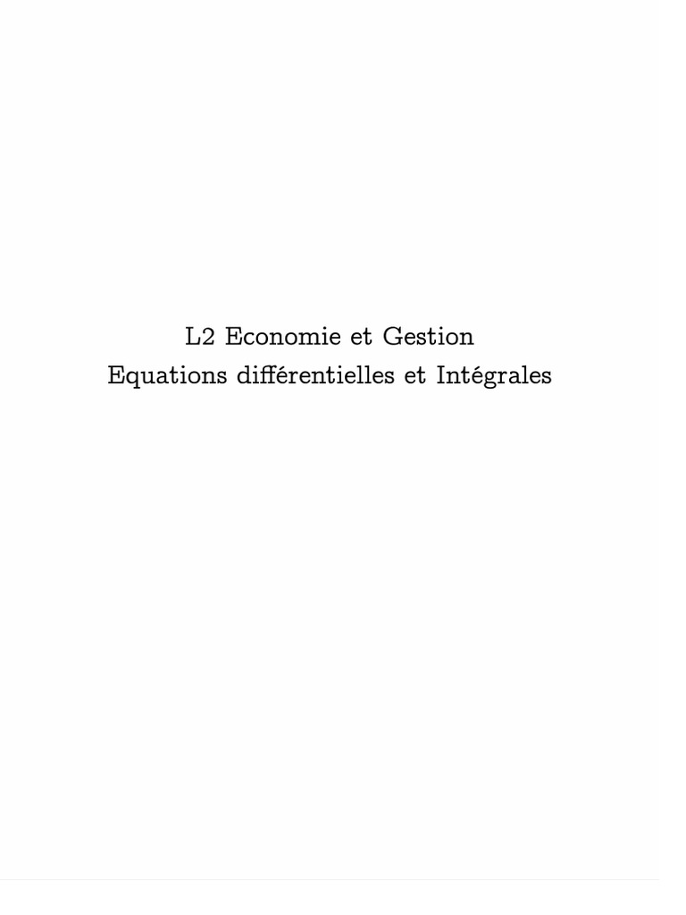 Cours L2 Eco-Gestion Equa-Diff 2023-2024 Ok | PDF