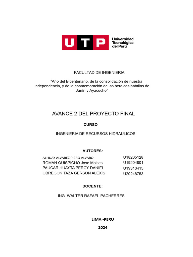 Avance Proyecto Final 2 de Hidricos Corregido | PDF | Numero Reynolds | Materia suave