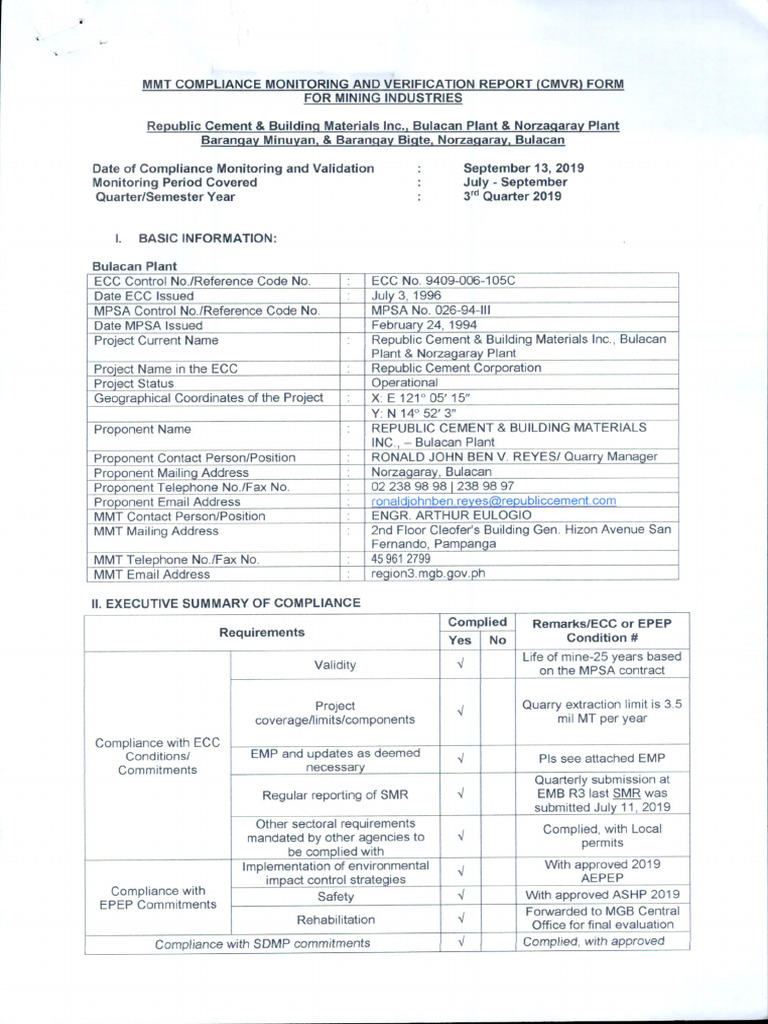 Republic Cement R3 - Em6b - MMT - CMVR Rcbmi | PDF