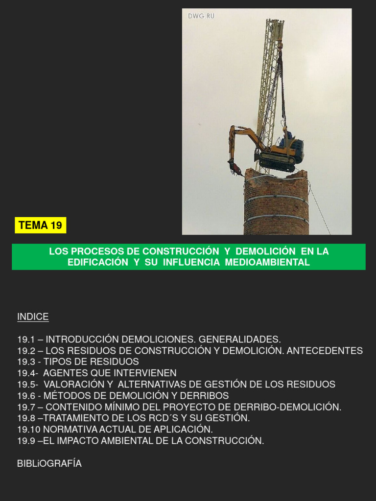 Tema 19 DEMOLICIONES | PDF | Evaluación del ciclo de vida | Reciclaje