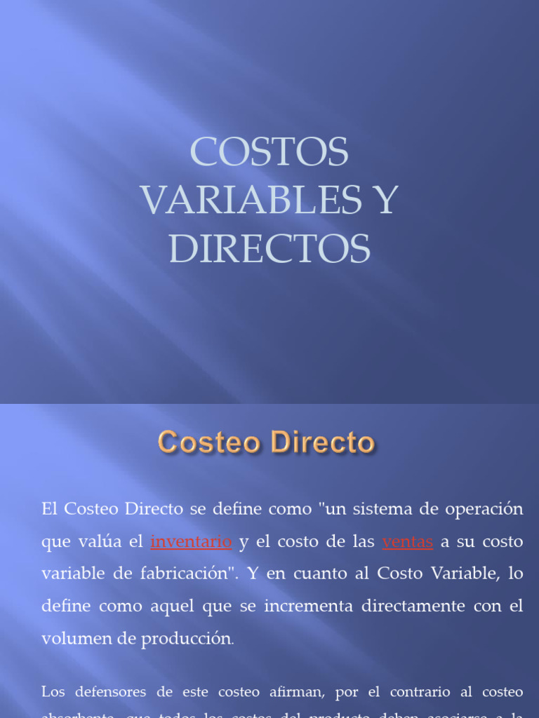 Costosd Directos Variables.1 | PDF | Costo | Business