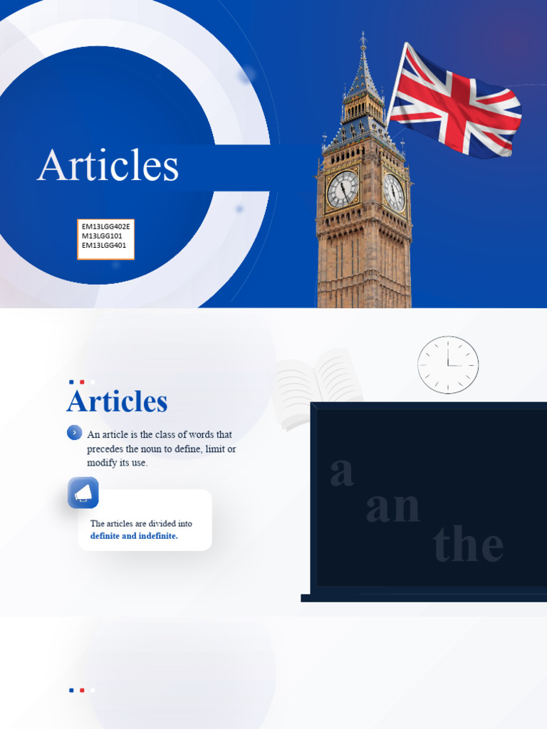 01 - SLIDES ANIMADOS - Articles | PDF | Noun | English Language
