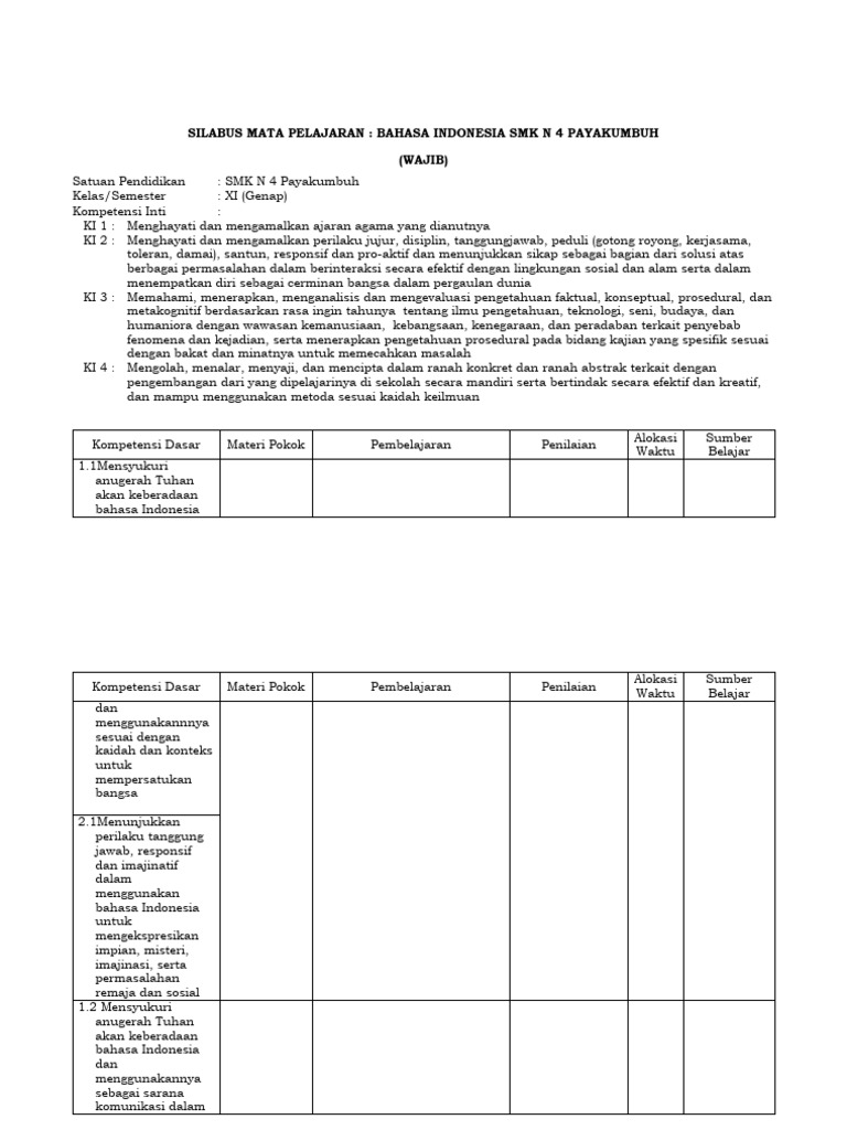 Silabus Mata Pelajaran | PDF | Seni & Disiplin Bahasa | Kajian Bahasa Asing