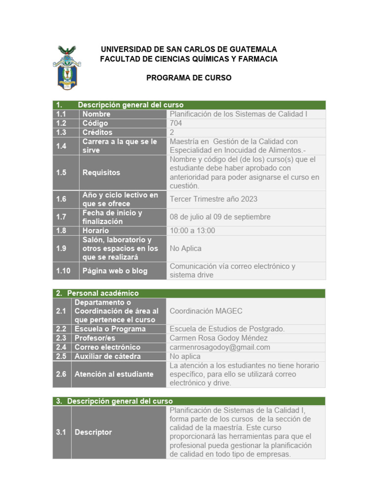 Programa de Curso Digital - Facultad CCQQFAR PSCI 2023 | PDF ...