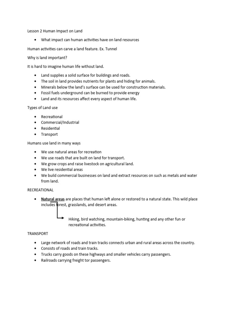 Lesson 2 Human Impact On Land | PDF