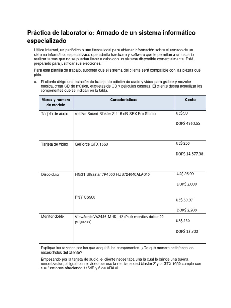 1.3.1.14 Lab - Build A Specialized Computer System | PDF | Memoria de ...
