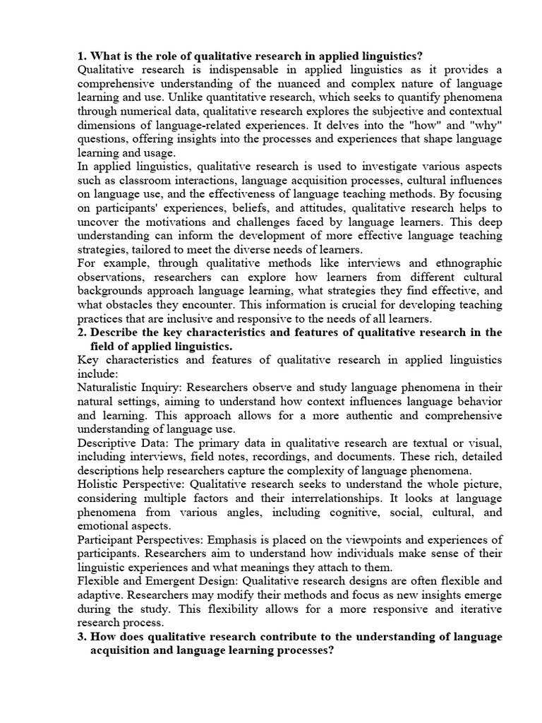 Applied Linguistics - Examination Questions | PDF | Qualitative ...