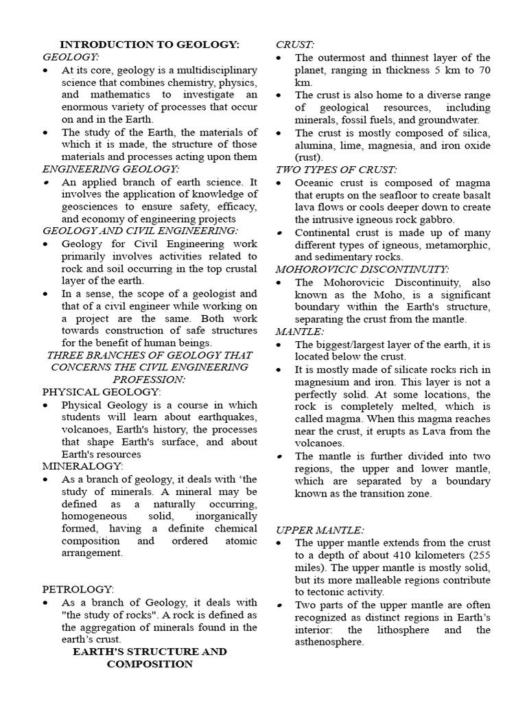 Geo Notes | PDF | Earthquakes | Rock (Geology)