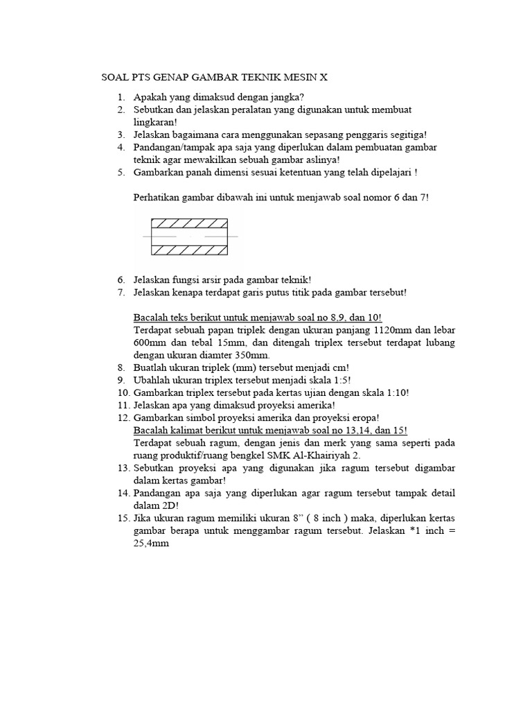 Soal PTS Genap X Gambar Teknik Mesin | PDF | Griya & Taman | Seni