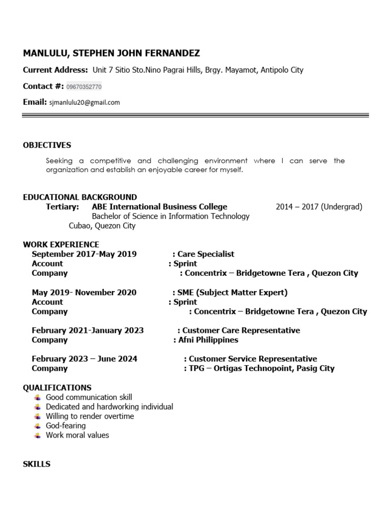 Manlulu CV | PDF | Software | Computing