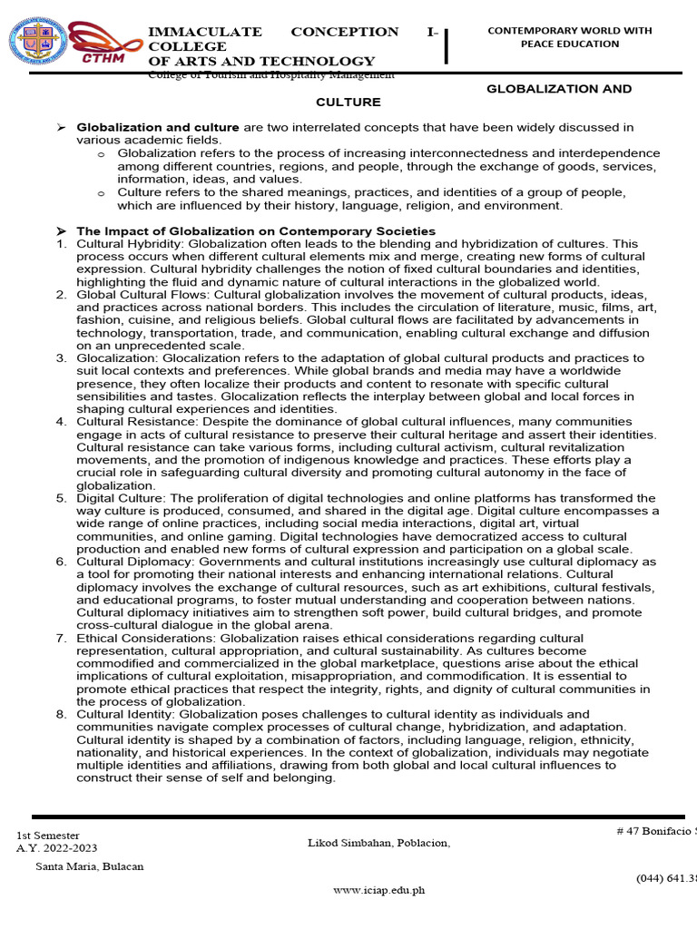 Globalization and Culture | PDF | Globalization | Consumerism