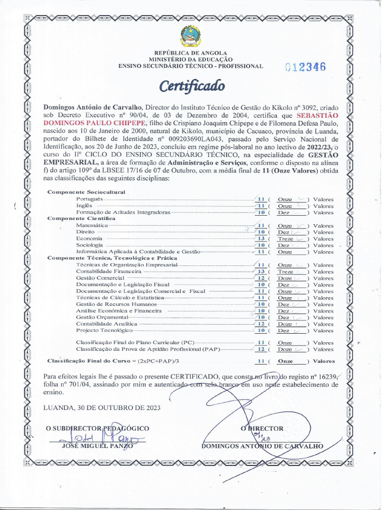 Certificado Seb | PDF
