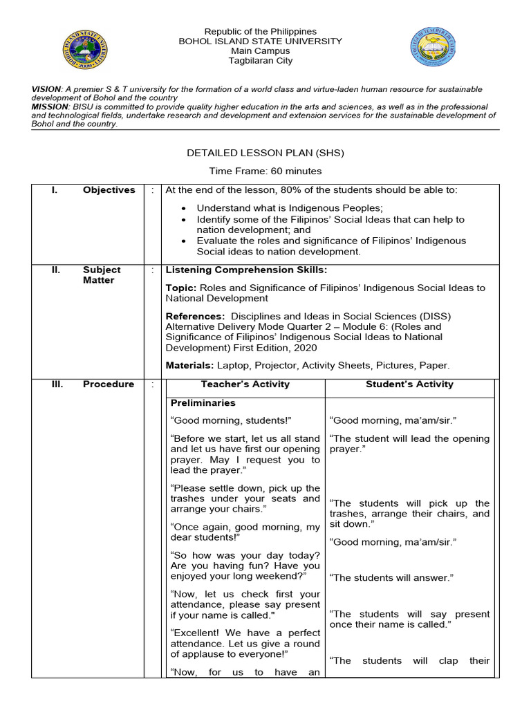 Detailed Lesson Plan Educ 2 | PDF | Faith | Indigenous Peoples
