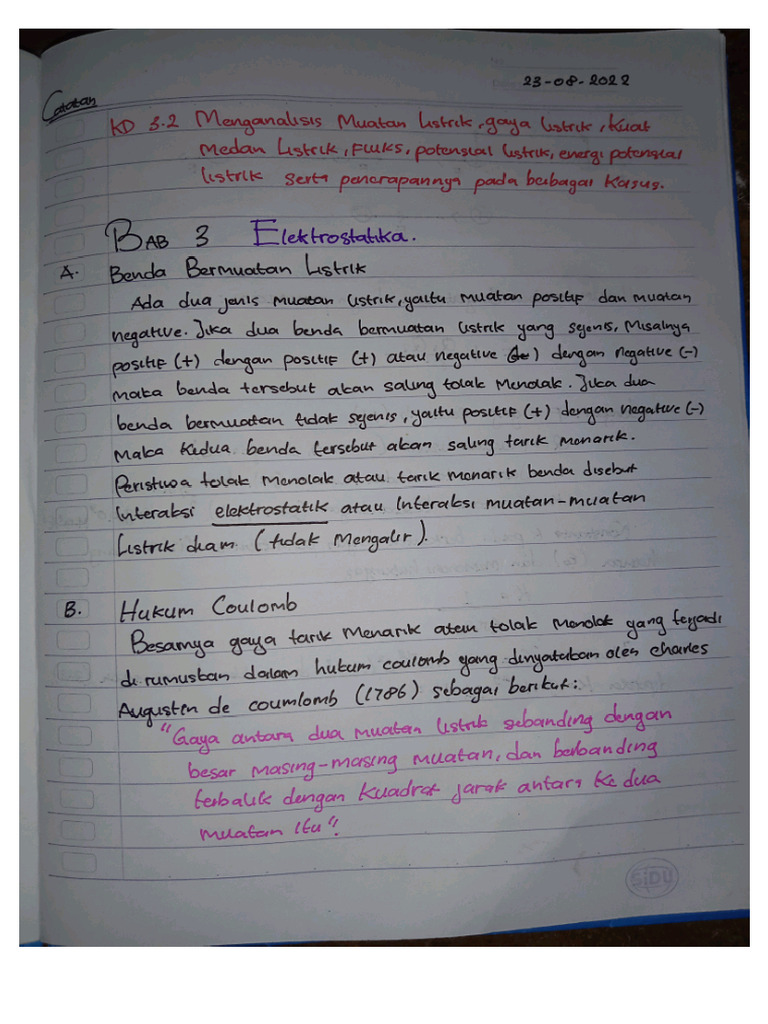 Elektrostatis PPT (Nur Indah Sari Putri Xii Mipa 4) | PDF
