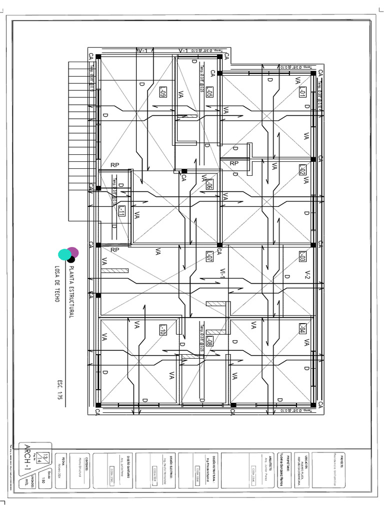 Plano Estructural Losa de Techo 1:75 | PDF