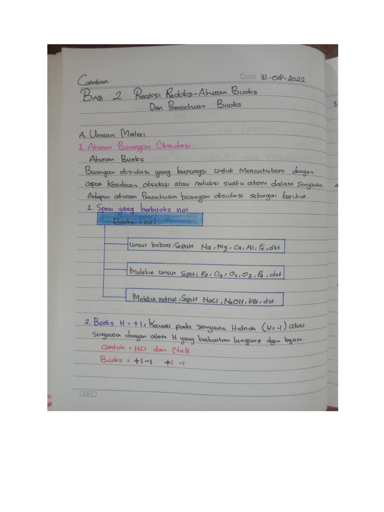 Reaksi Redoks-Aturan Biloks Dan Penentuan Biloks | PDF