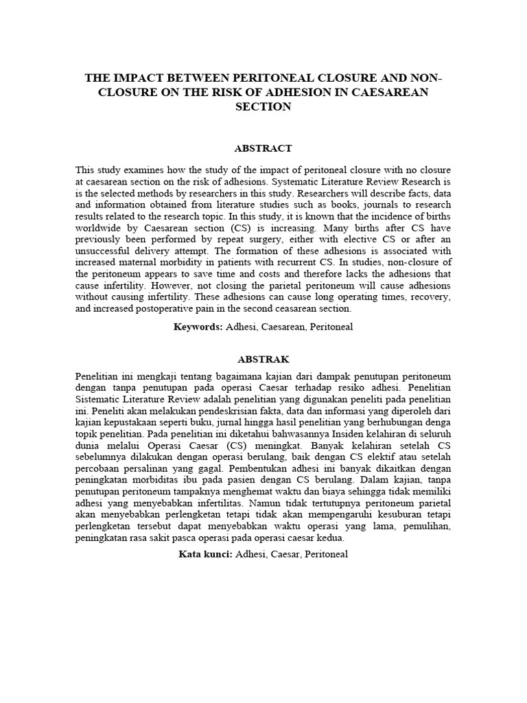 (Eng) Impact Between Peritoneal Closure Vs Non Closure On The Risk of ...