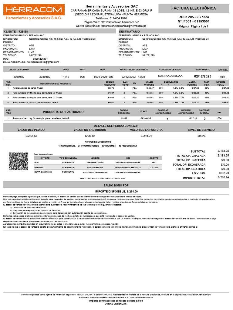 Herracom 02 Dic. 23 | PDF | Pagos | Servicios financieros