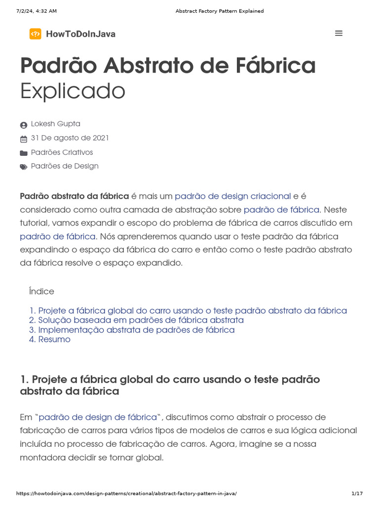 Abstract Factory Pattern Explained Pdf Abstração Design De Software