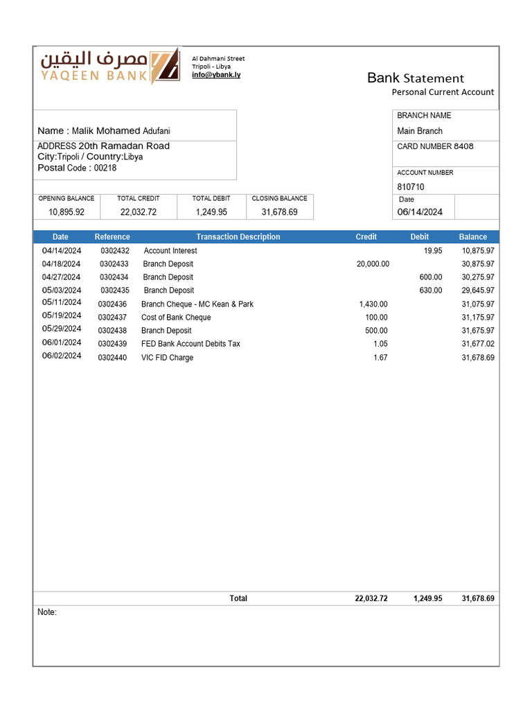 YB Bank Statement | PDF | Banks | Transaction Account