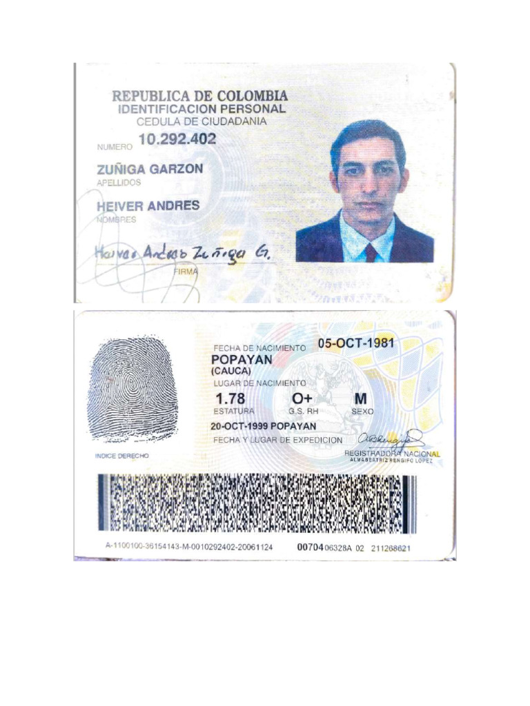 Cedula Andres Zuñiga | PDF