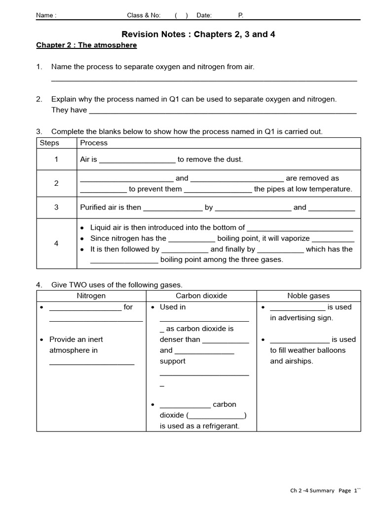 Ch2 - 4 Revision Note (Stu) | PDF | Lime (Material) | Chemical Compounds