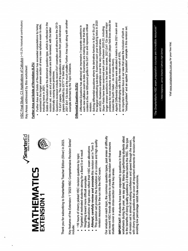 Solid Cal, Diff Eq HSC QB | PDF