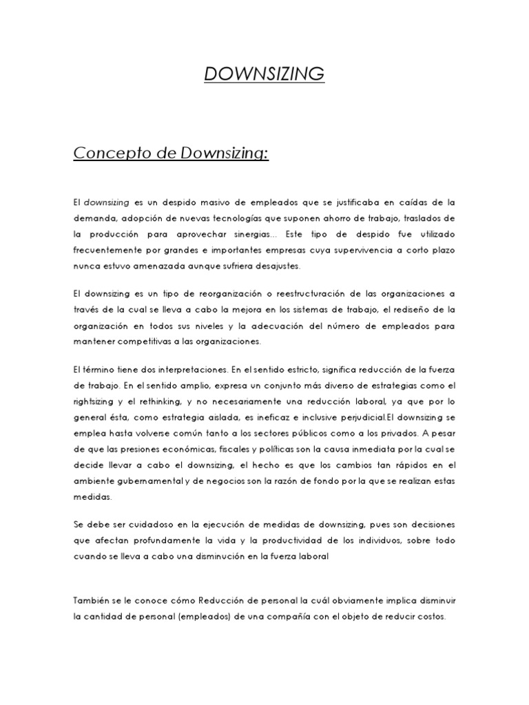 Downsizing: Estrategias y Efectos Laborales | PDF | Toma de decisiones | Redox