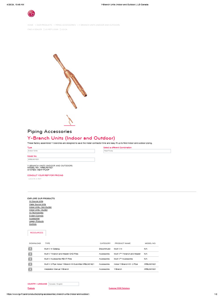 LG ARBLN01621 Y-Branch Installation Guide | PDF | Air Conditioning ...