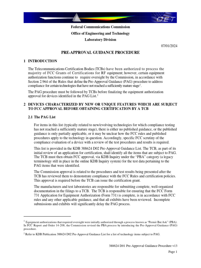 FCC Pre-Approval Guidance Procedure | PDF | Federal Communications ...