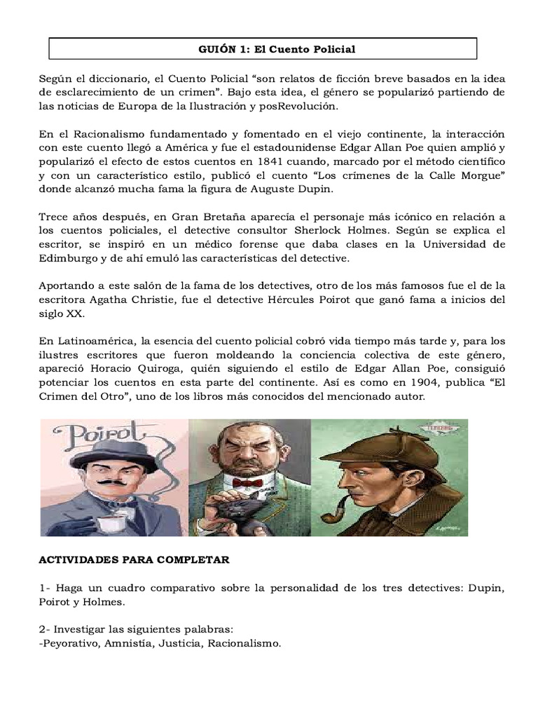 GUION 1 El Cuento Policial Noveno Grado | PDF | C. Auguste Dupin