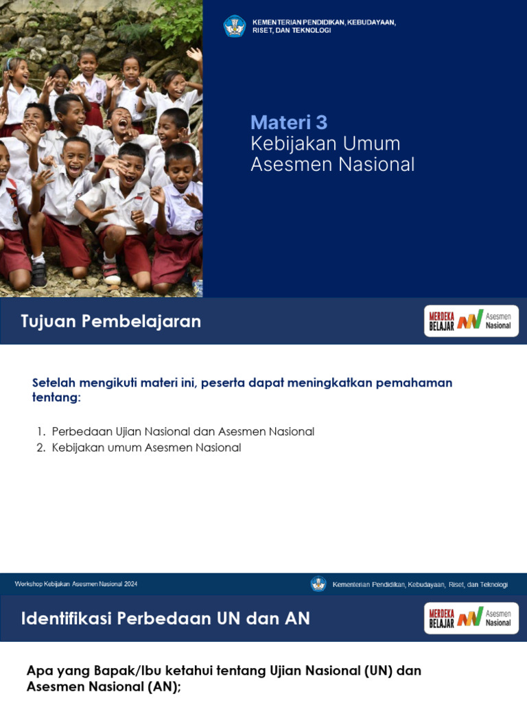 Materi 3_Kebijakan Umum Asesmen Nasional 2024 | PDF
