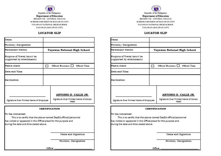 New Locator Slip | PDF