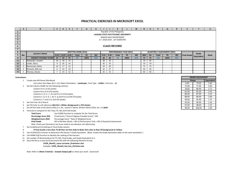 Week 3 Activity - MS Excel | PDF | Graphic Design
