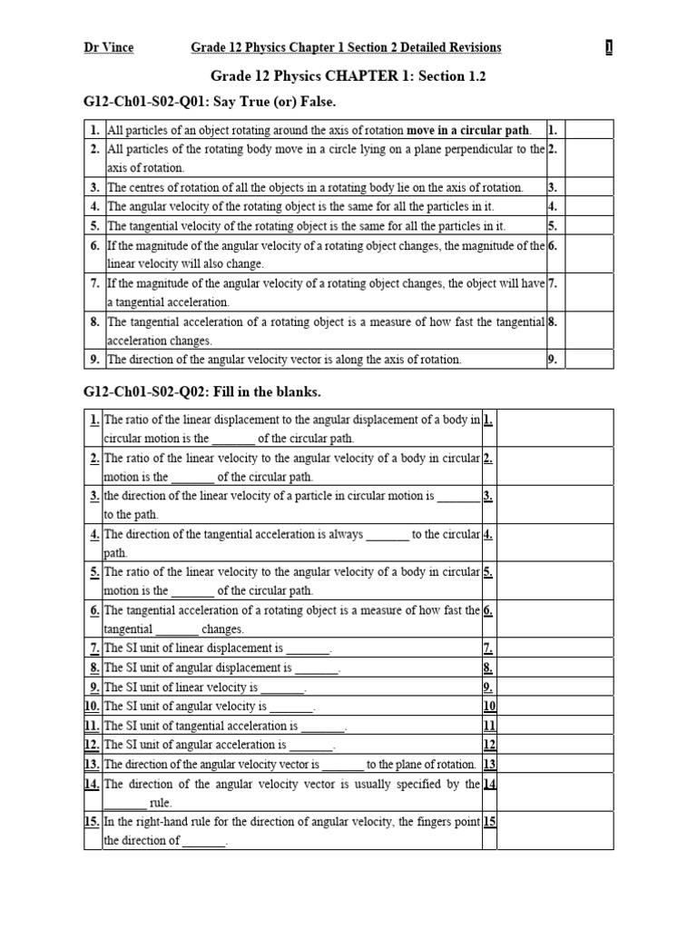 Gr12 Ch01 S02 Detailed C A4 Q | PDF | Rotation Around A Fixed Axis ...
